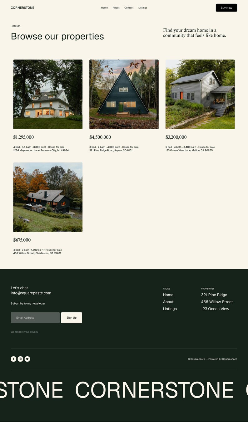 Cornerstone | Professional Squarespace Website Template for Real Estate ...