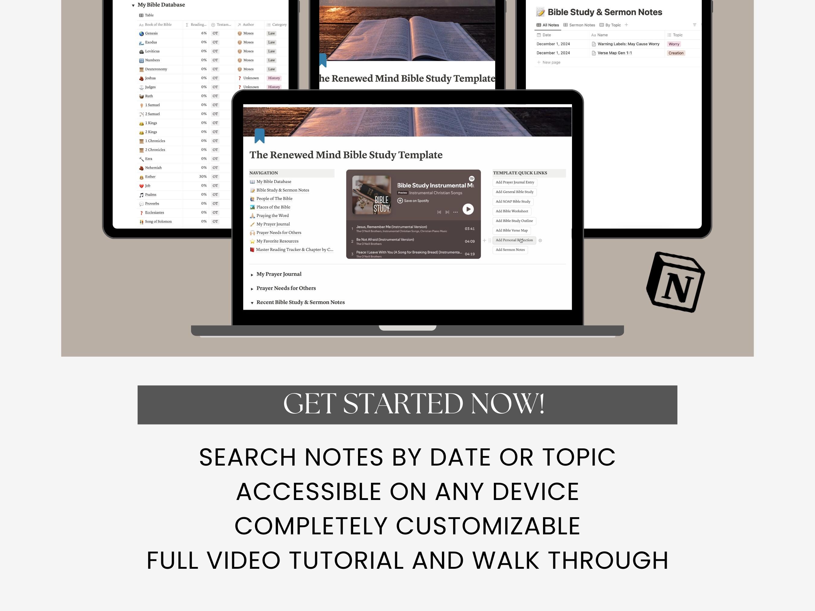 Comprehensive Bible Study Notion Template | Prayer Journal, Sermon ...