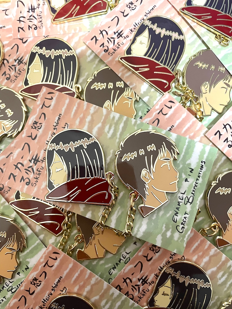 Eren Yeager & Mikasa Ackerman Hard Enamel Pin AOT Attack on Titan Gift ...