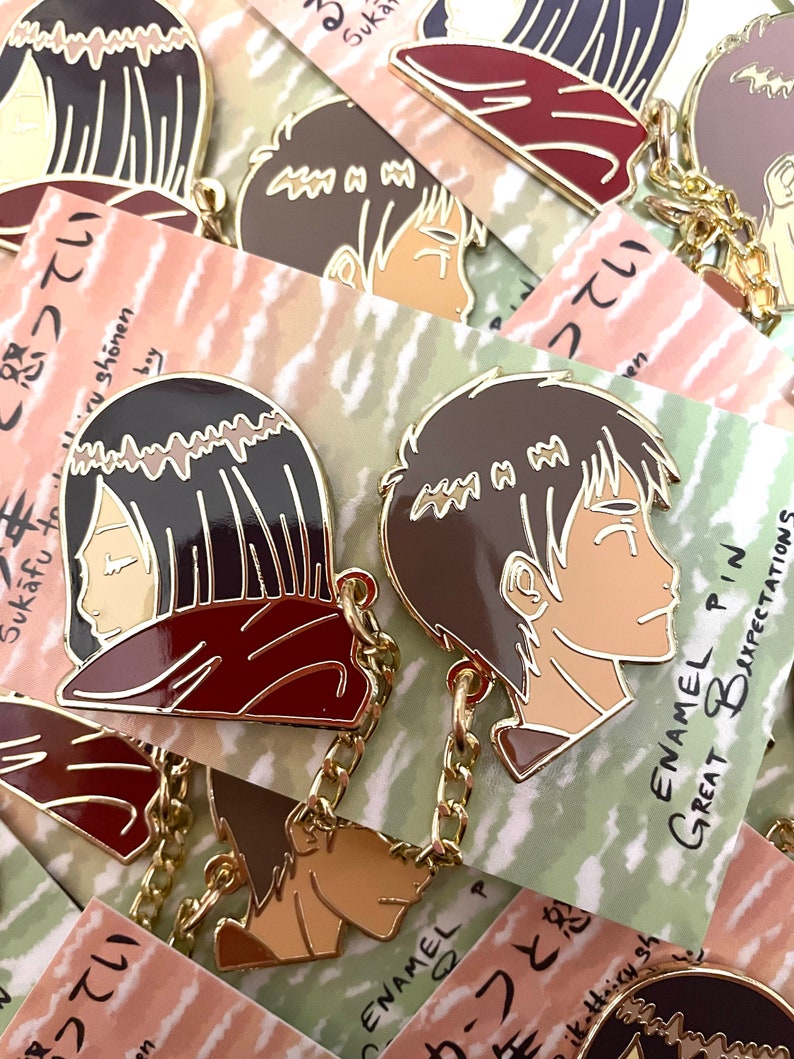 Eren Yeager & Mikasa Ackerman Hard Enamel Pin AOT Attack on Titan Gift ...