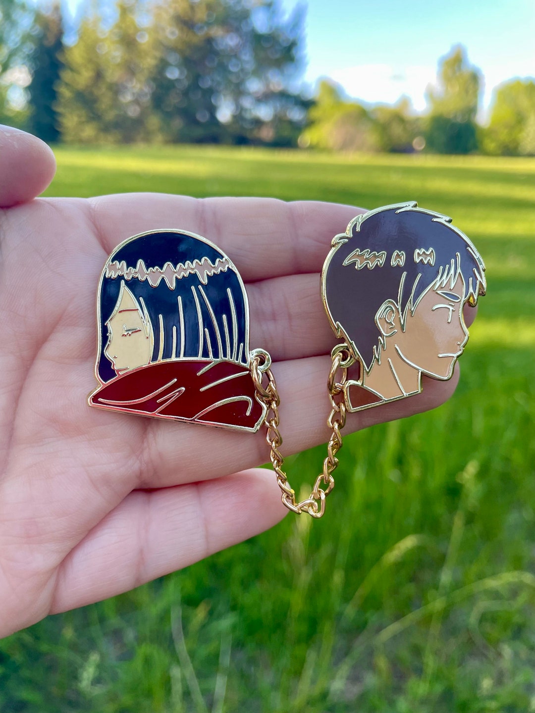 Eren Yeager & Mikasa Ackerman Hard Enamel Pin AOT Attack on Titan Gift ...