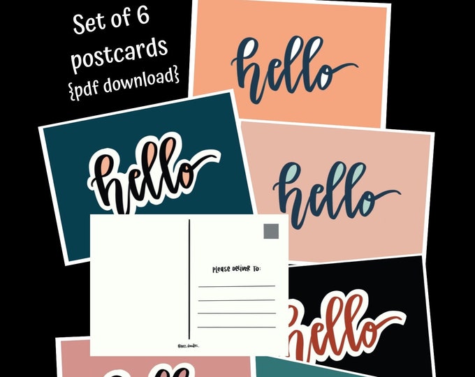 Set of 6 Hello Printable Postcards - Etsy