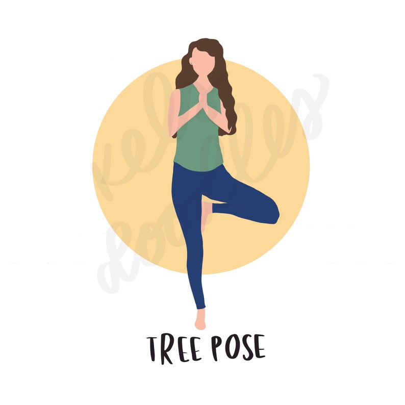 Tree Pose Printable, Yoga Art, Yoga Prints, Yoga Digital Drawings ...