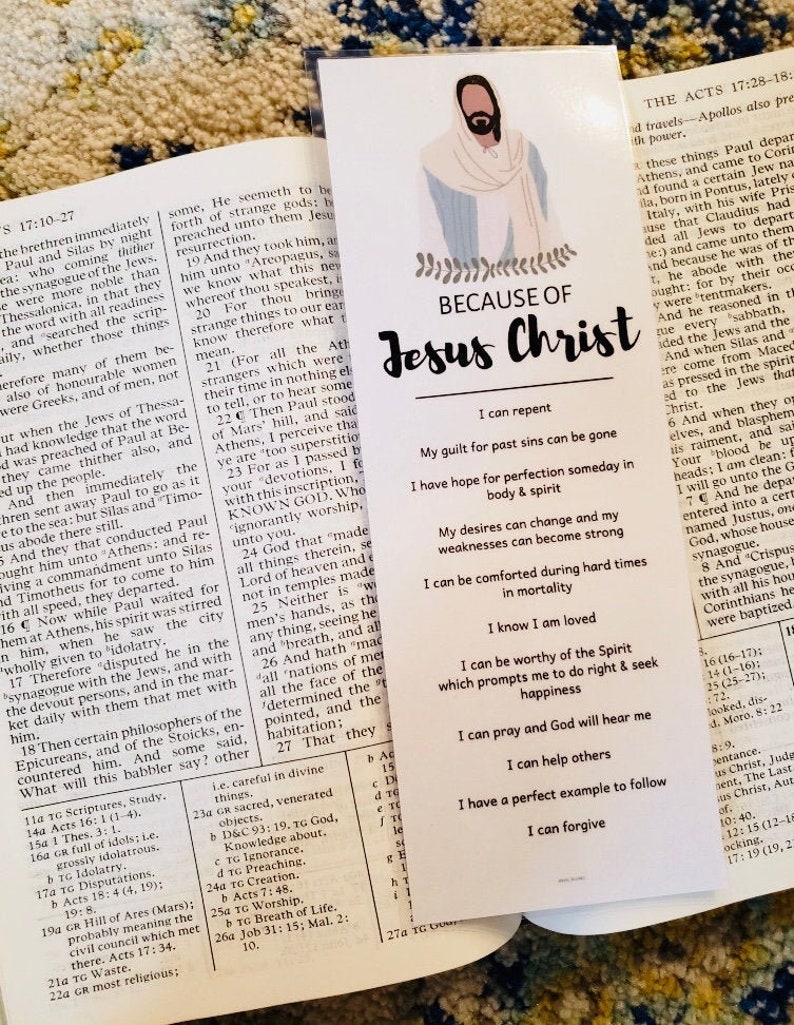 Because of Jesus Christ Bookmark - Etsy