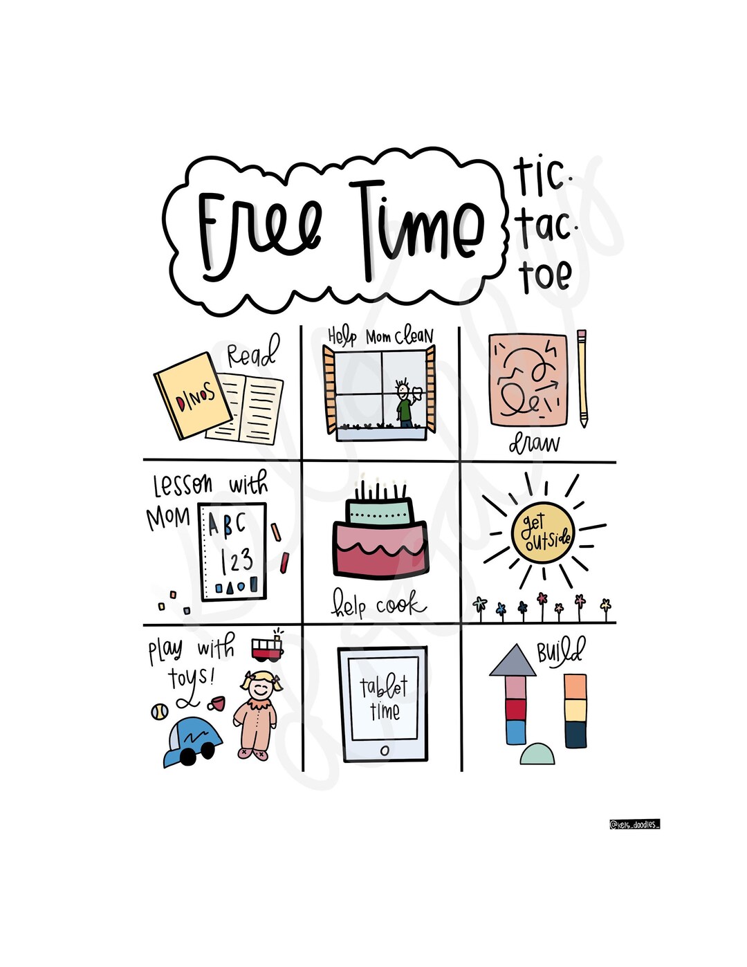 Free Time Tic-tac-toe, Job Chart for Kids, Kids Activity Chart, Chore ...