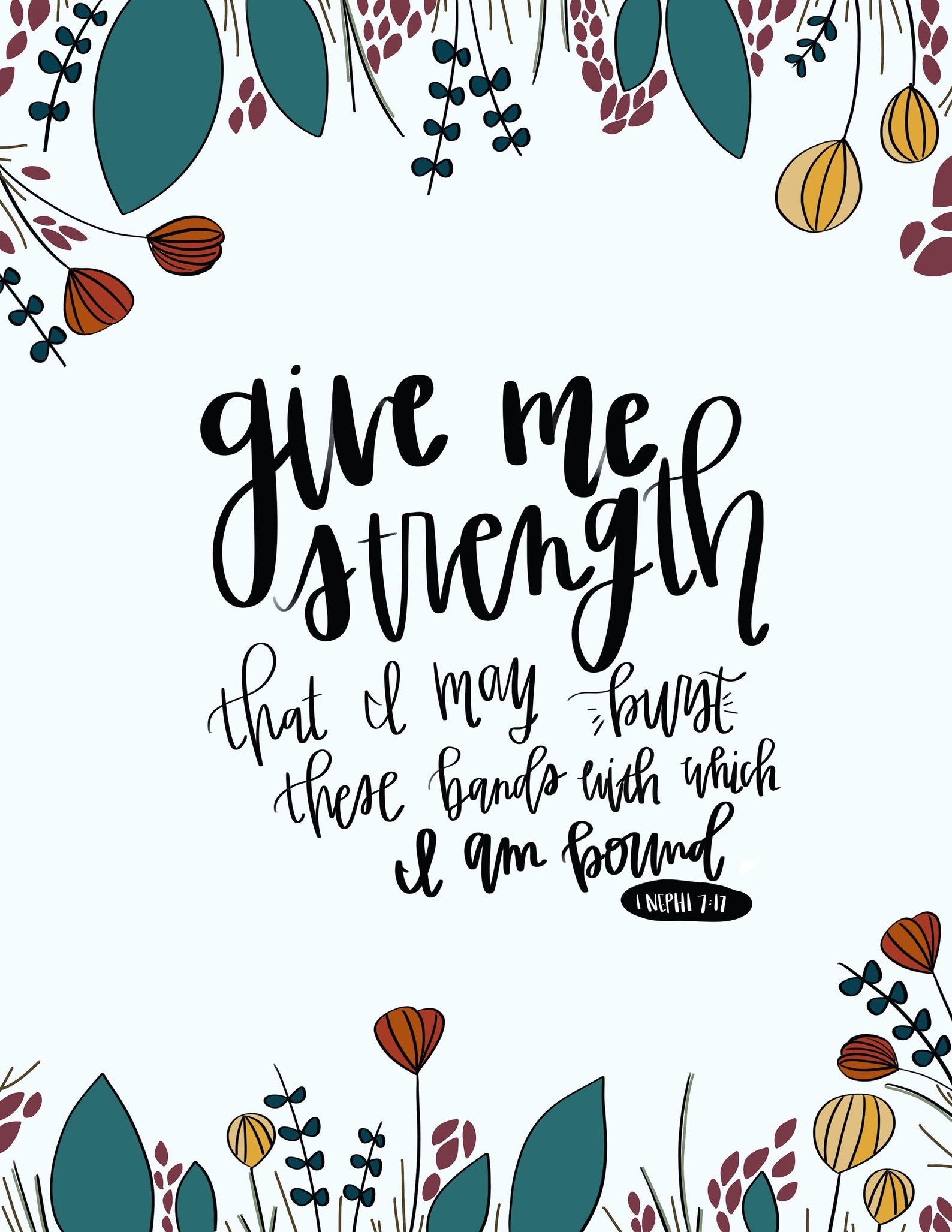 Give Me Strength Printable Book of Mormon Quote Wall Art, LDS Gift ...