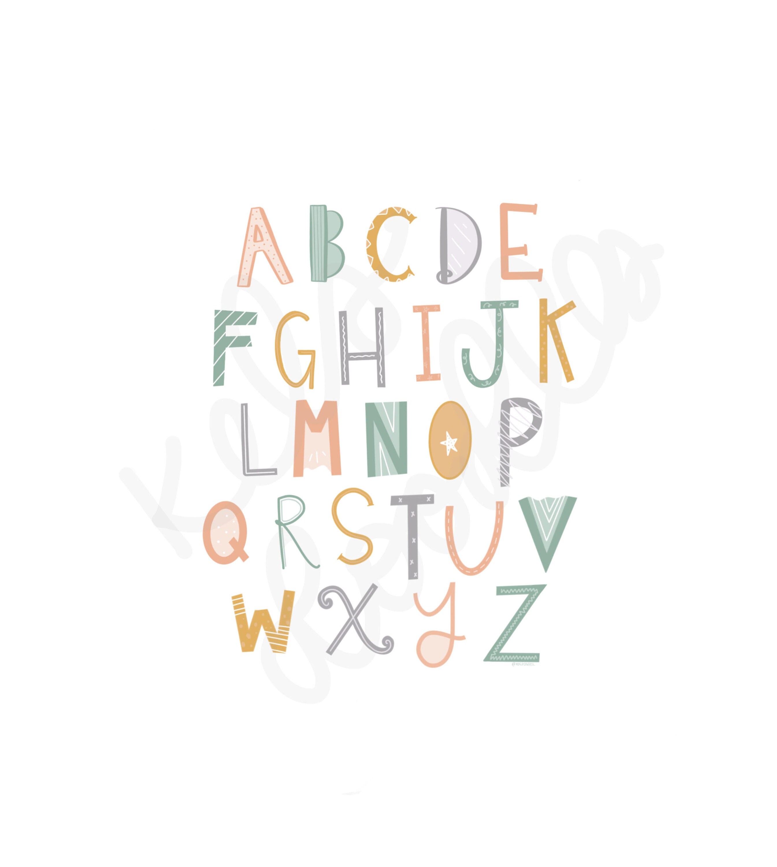 ABC Chart Printable Nursery Art, Nursery Decor, Preschool Alphabet ...