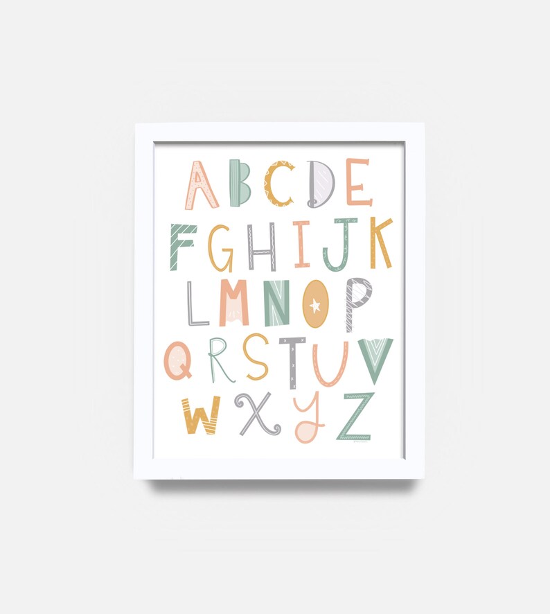 ABC Chart Printable Nursery Art, Nursery Decor, Preschool Alphabet ...