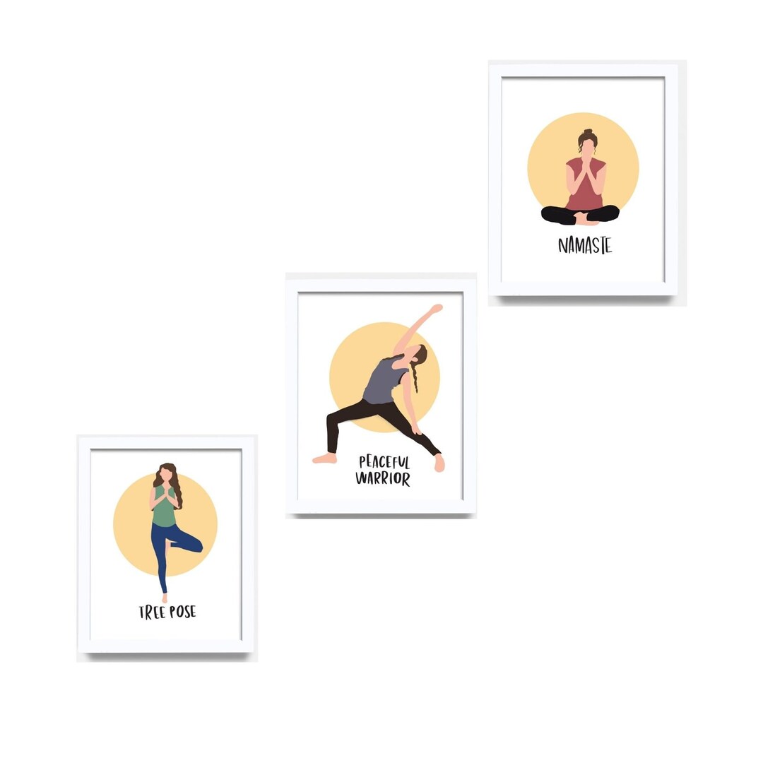 Yoga Art Set, Yoga Prints, Yoga Digital Drawings, Namaste, Yoga Art ...