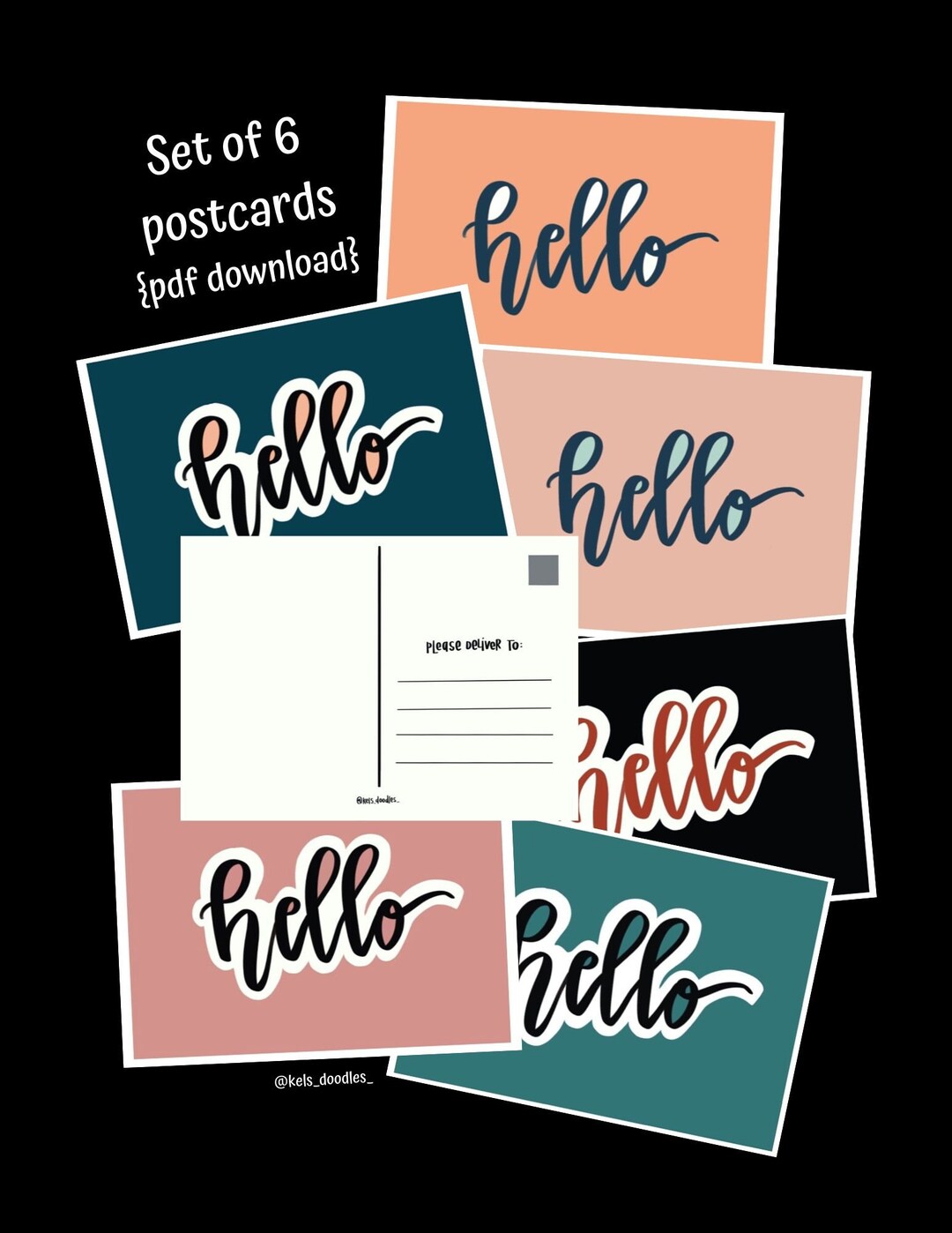 Set of 6 Hello Printable Postcards - Etsy
