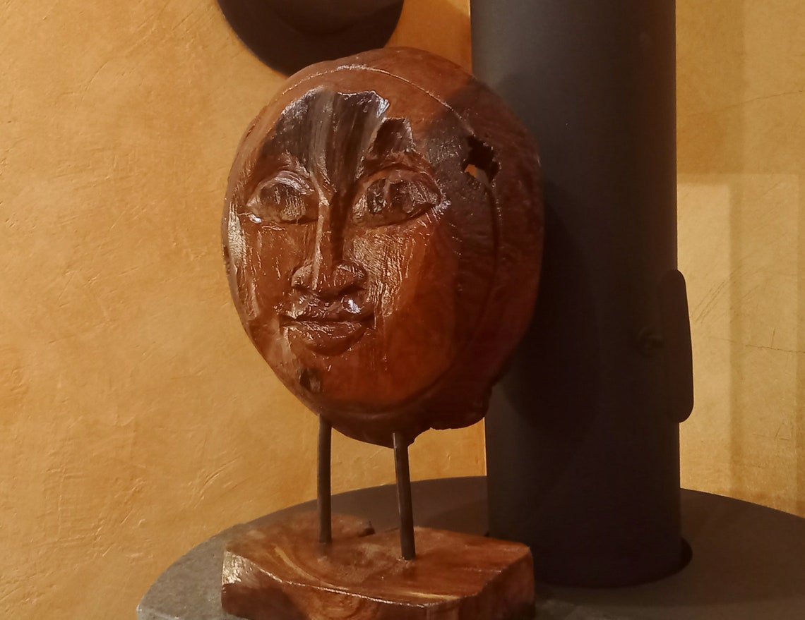 African Moon Sculpture, 90s, Brought Back From a Trip to Africa. Teak ...
