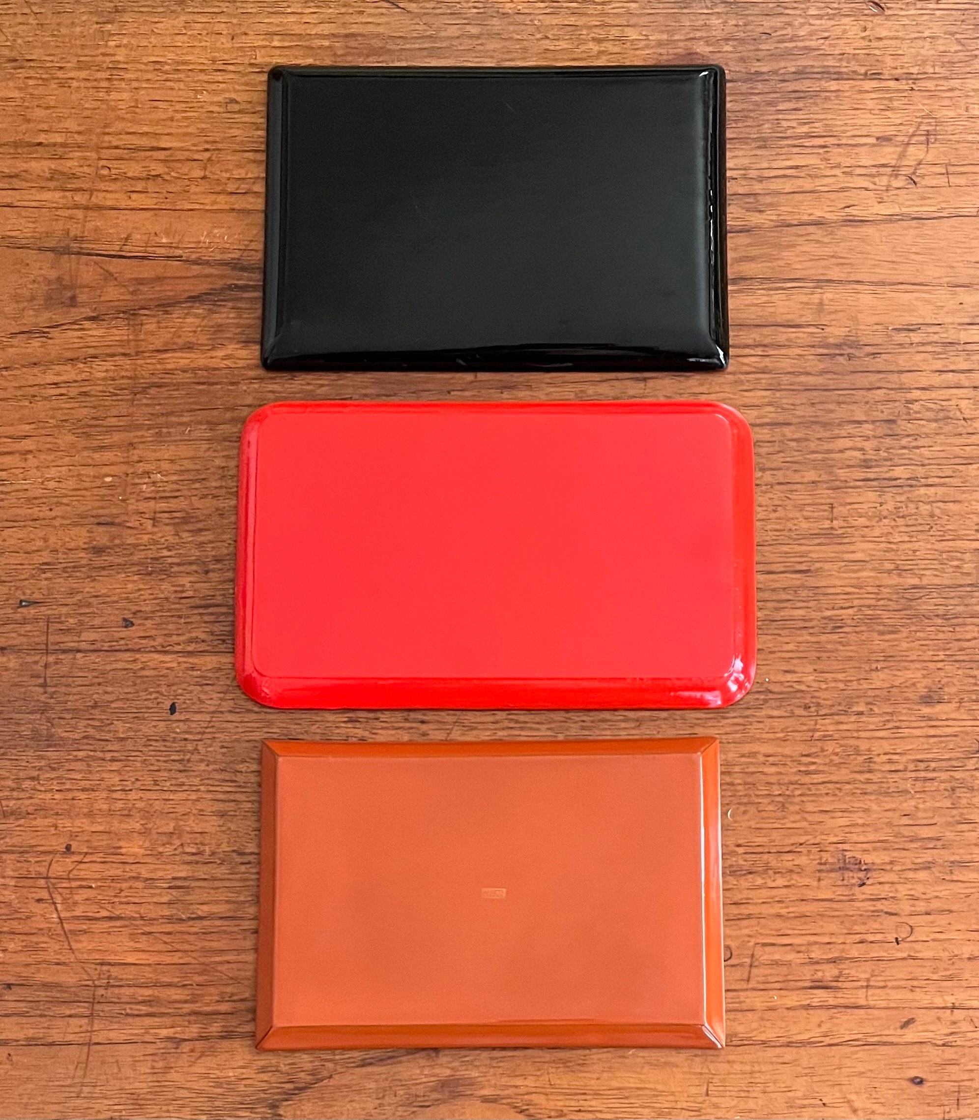 Three Small Lacquered Japanese Trays: Goldleaf, Rust With Gold Edge ...