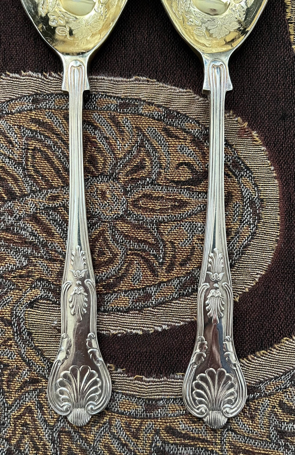 Set of Sheffield Shell Pattern Serveware Silver Plated With Gold Finish ...