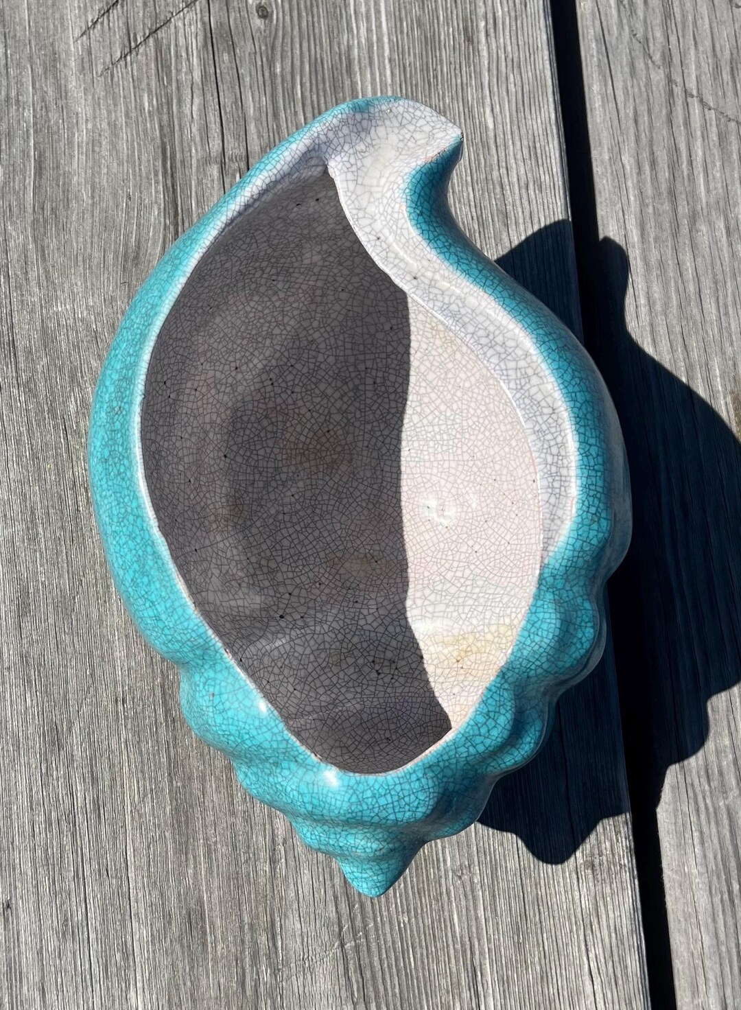 Vintage Beach House: Caribbean Turquoise Crackle Glaze Ceramic Conch ...