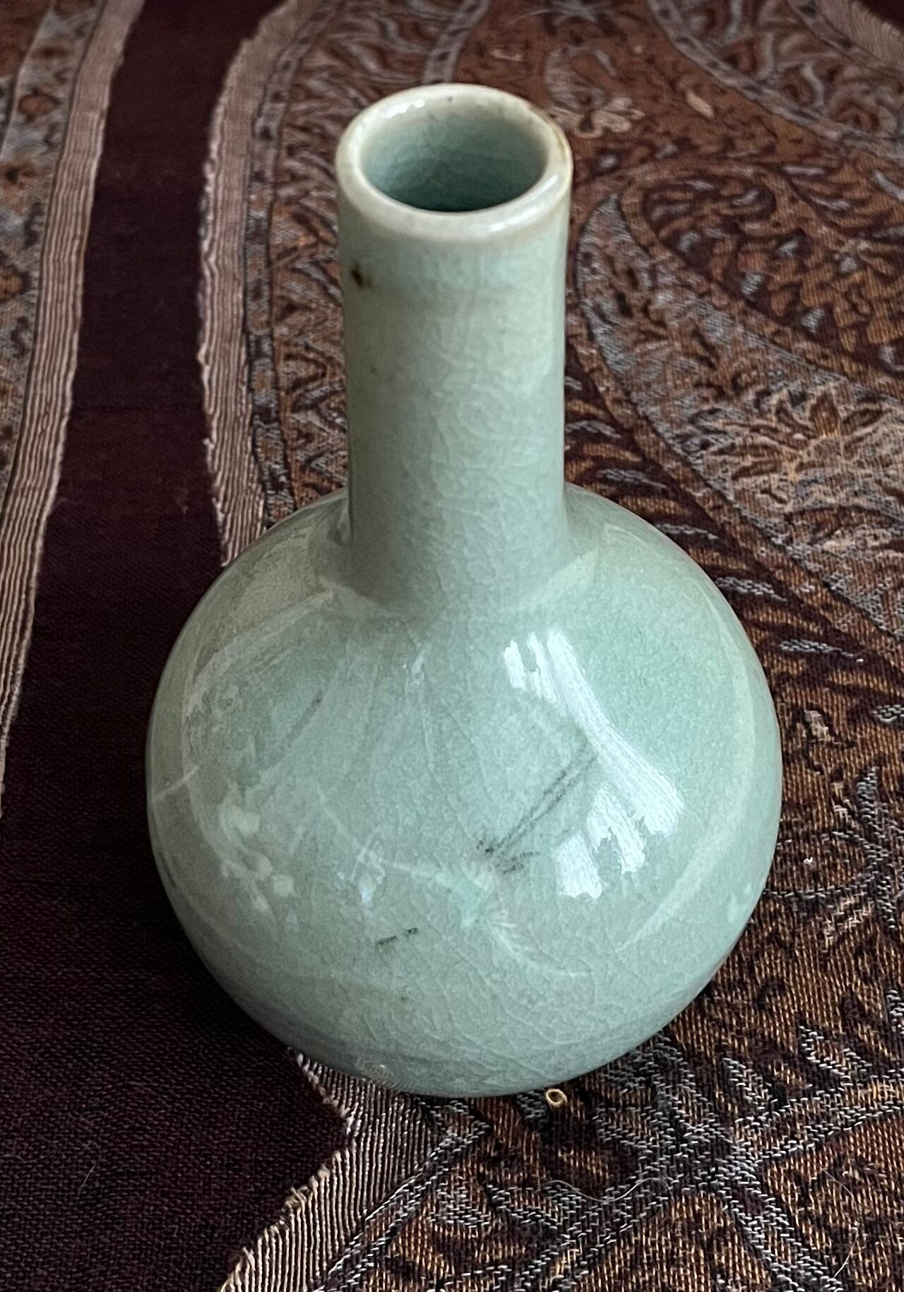 Korean Crackleware Celadon Goryeo Ware Bottle Vase With Cranes and ...