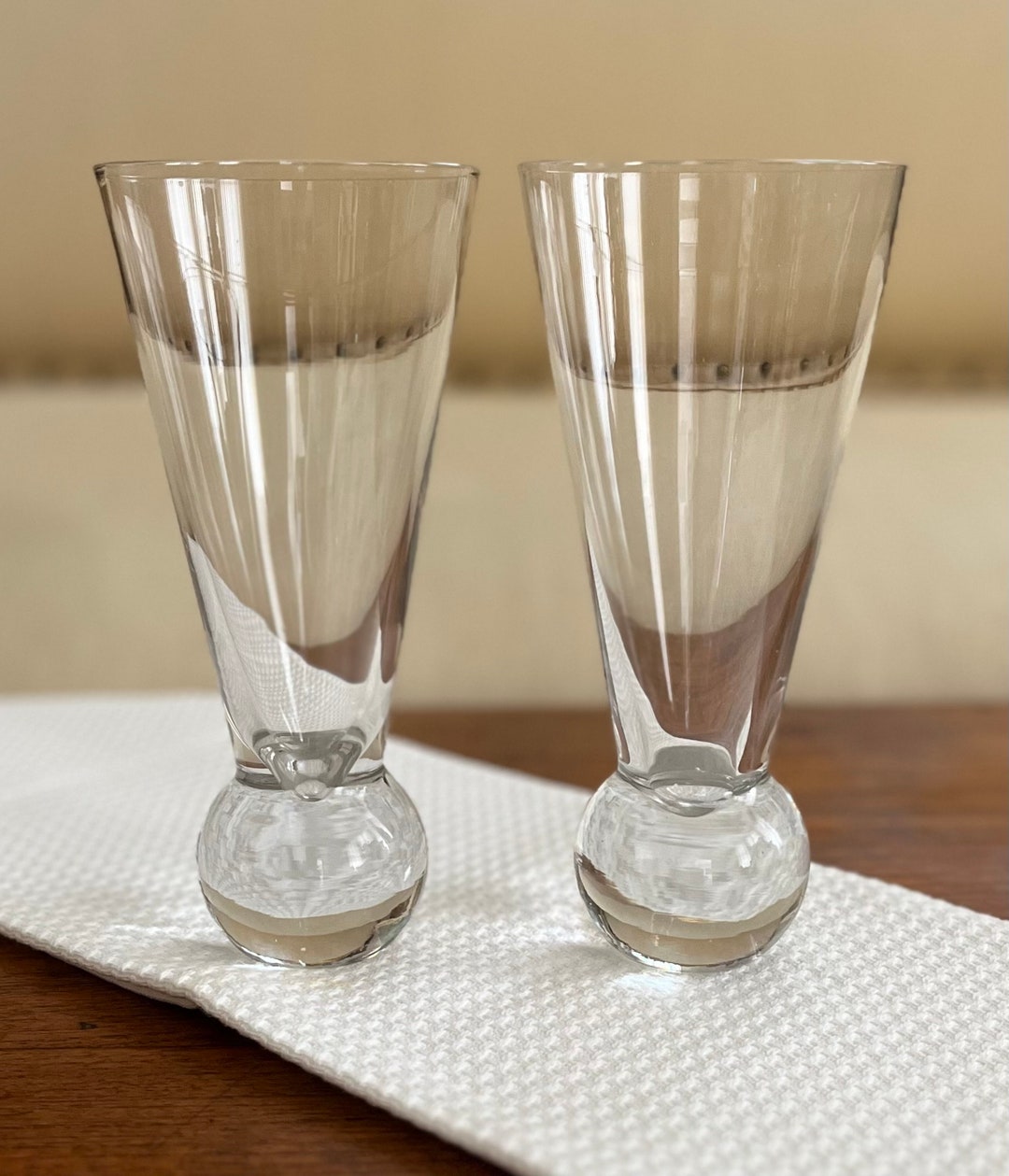 Pair, MCM Modern Tall Sphere Footed Base Pilsner Glass - Etsy