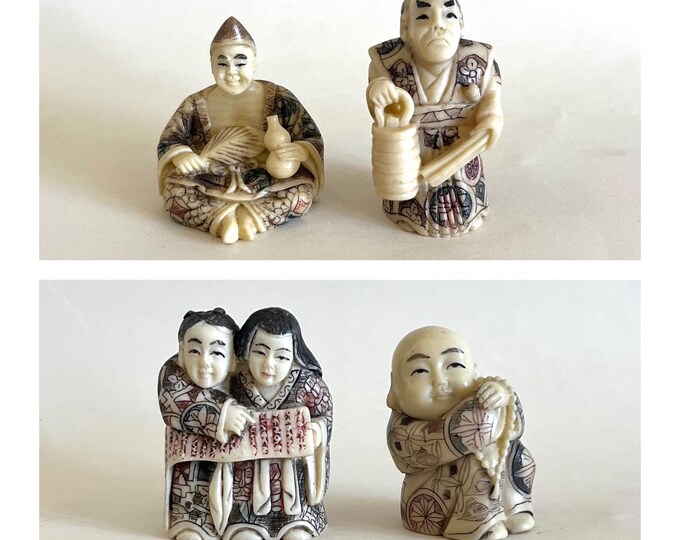 Japanese Collectible Netsuke Figures: Resin Netsuke Japanese Gentlemen ...