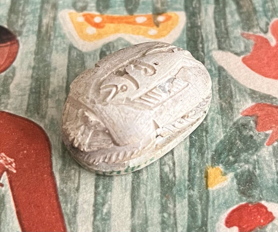Ancient Egyptian Artifact: Carved Stone Scarab With Fish - Etsy