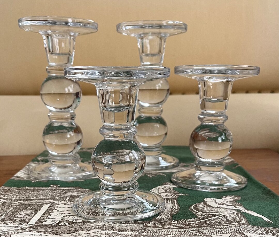 Pair, Heavyweight Glass Sphere Candlesticks, for Pillars or Tapers - Etsy