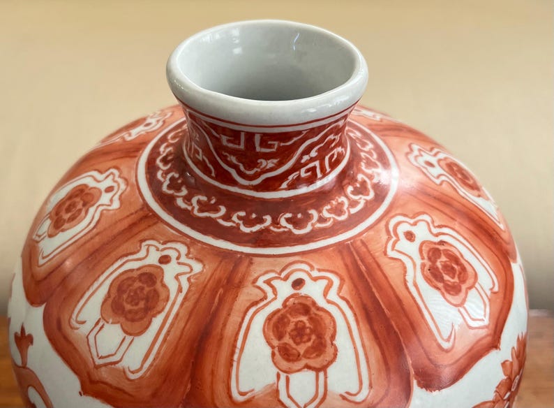 Late Qing / Early Republic Chinese Iron Red (orange) Mei Ping Vase - Etsy