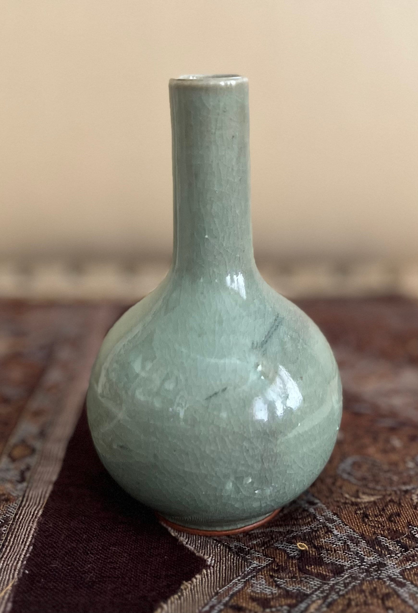 Korean Crackleware Celadon Goryeo Ware Bottle Vase With Cranes and ...