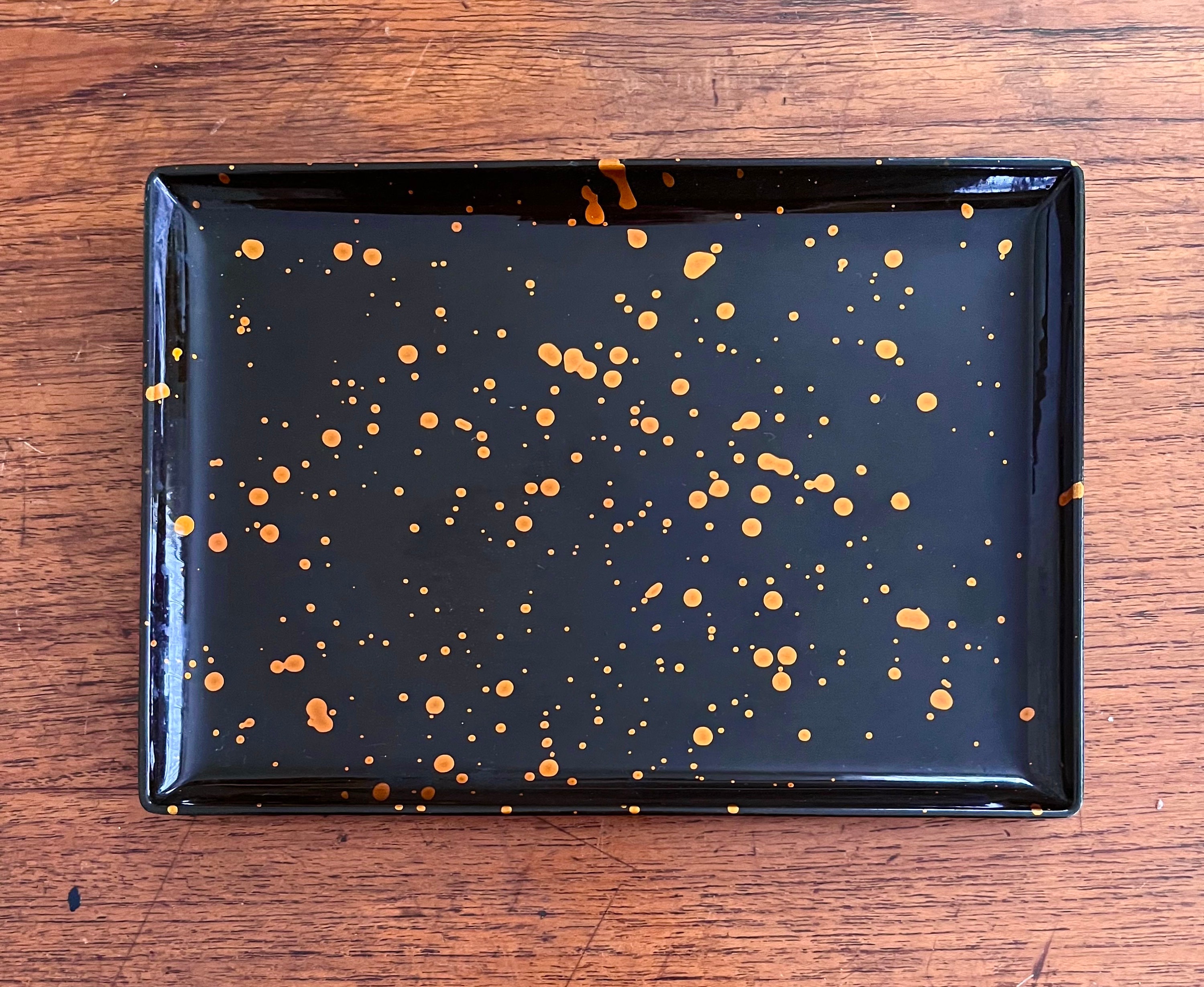 Three Small Lacquered Japanese Trays: Goldleaf, Rust With Gold Edge ...
