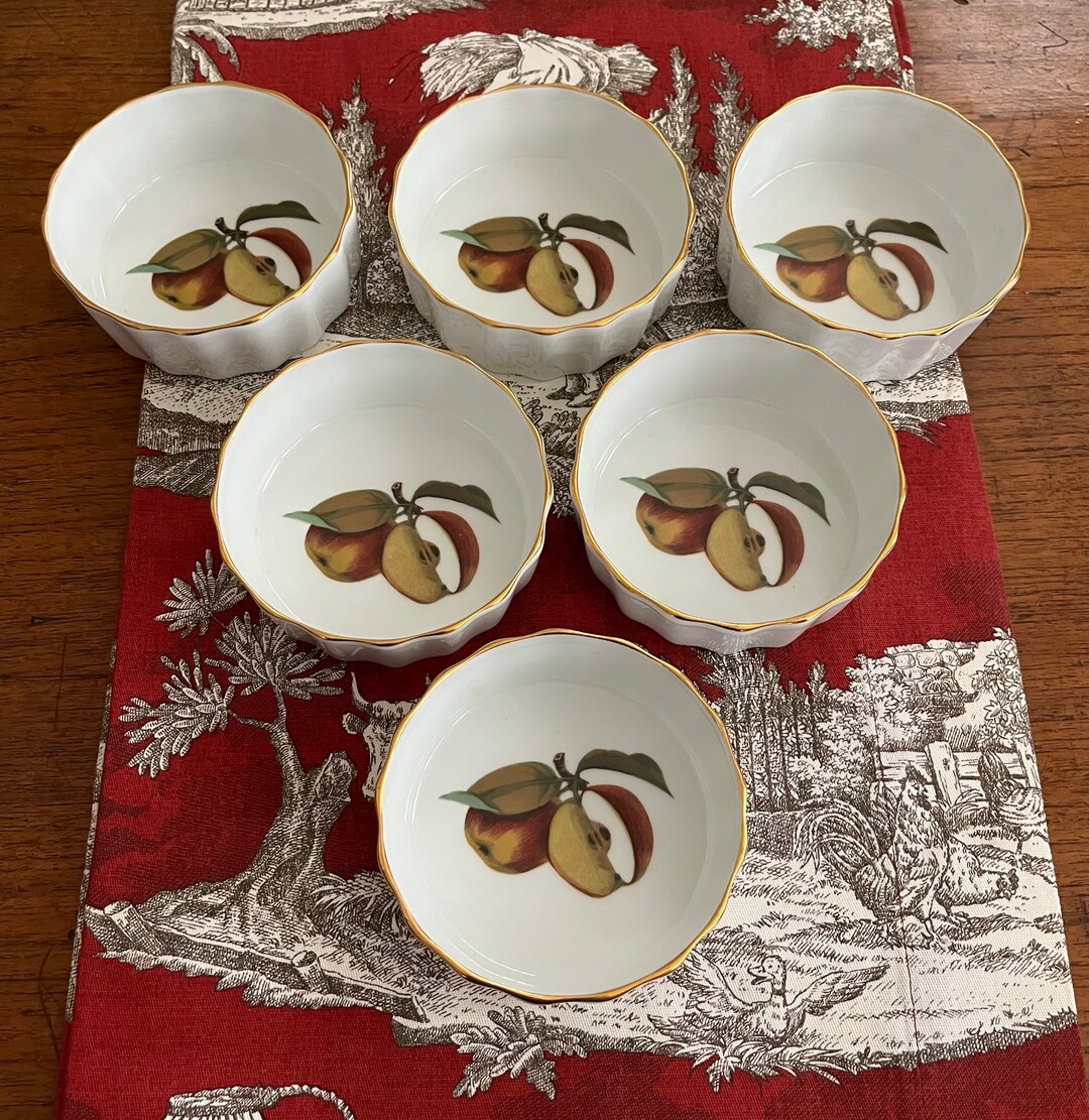 Set of 6 Royal Worcester Evesham Tart Ramekin Crème Brûlée Dessert ...