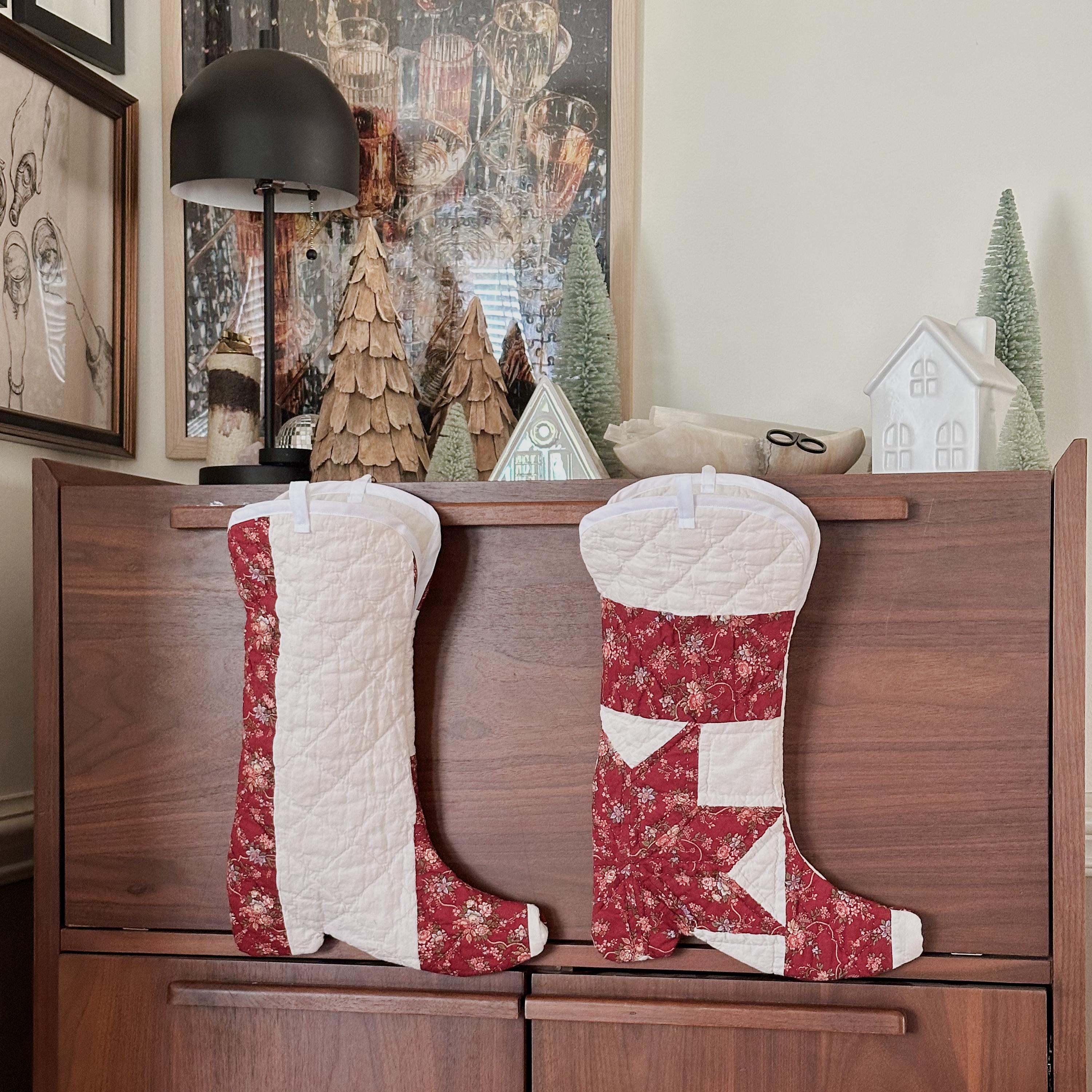 Cowboy Boot Stocking | Vintage Quilt Upcycles - Etsy