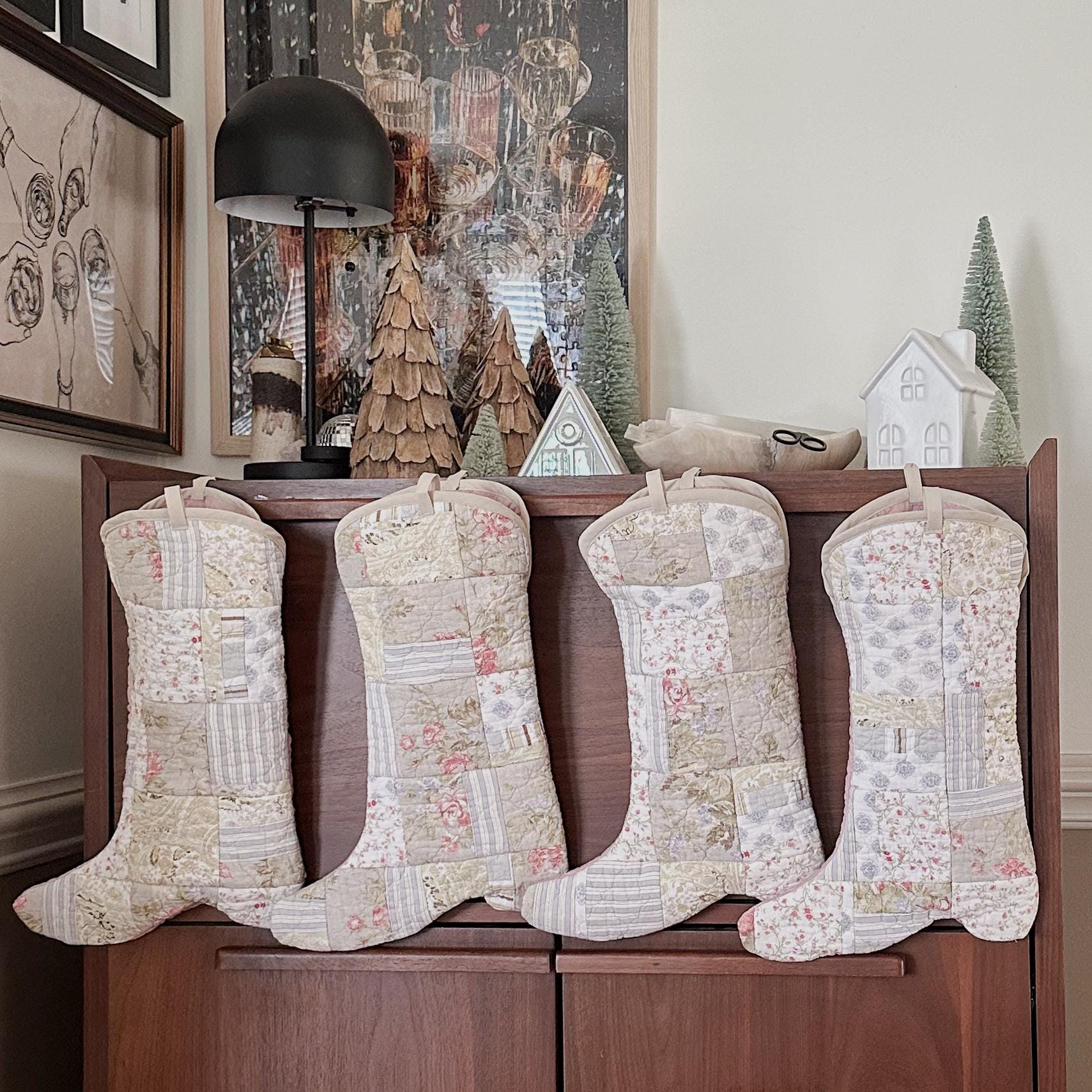 Cowboy Boot Stocking | Vintage Quilt Upcycles - Etsy