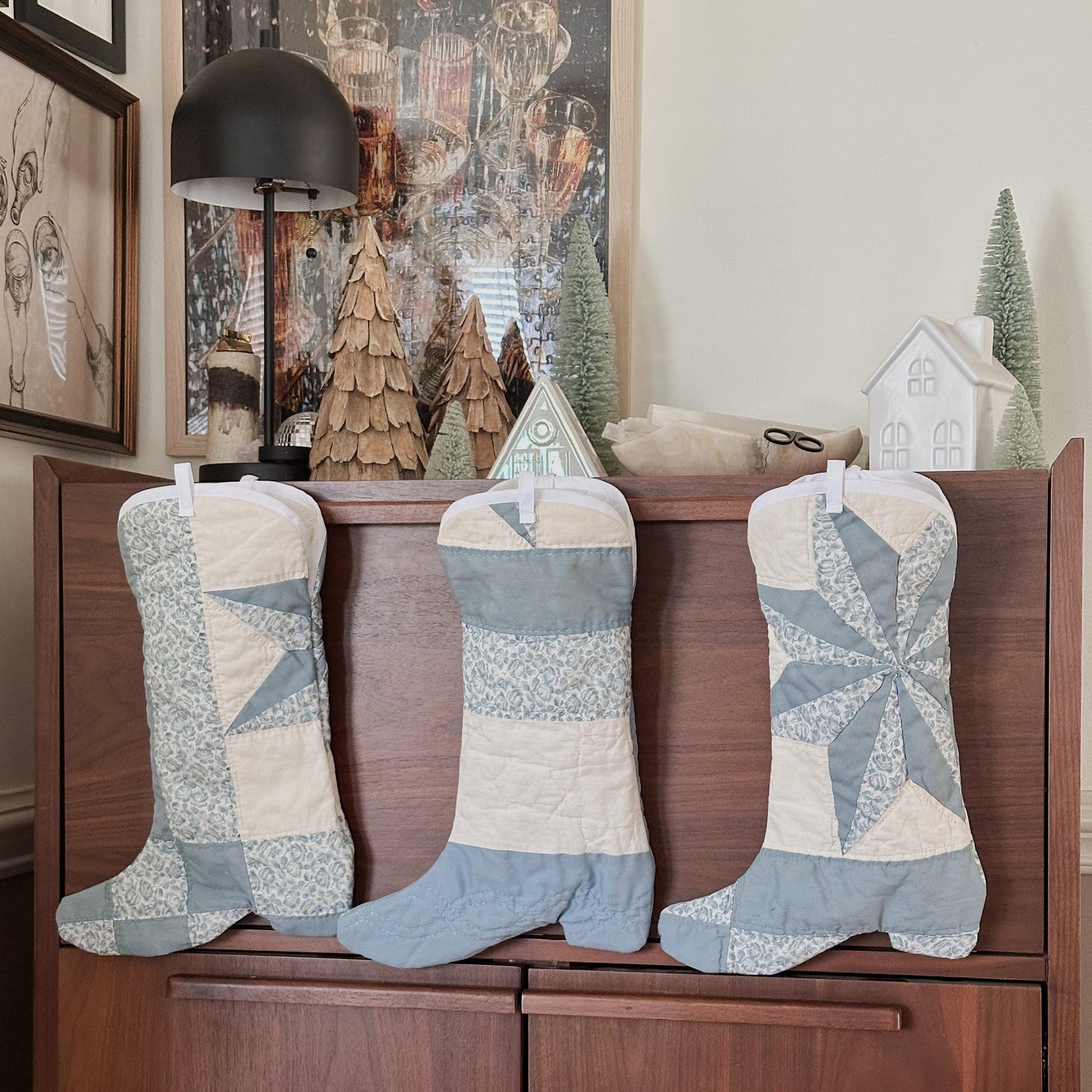 Cowboy Boot Stocking | Vintage Quilt Upcycles - Etsy