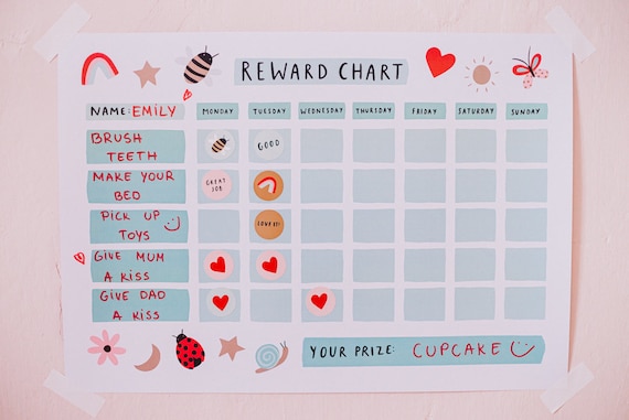 Kid's Reward Chart Printable for Parents and Teachers - Etsy