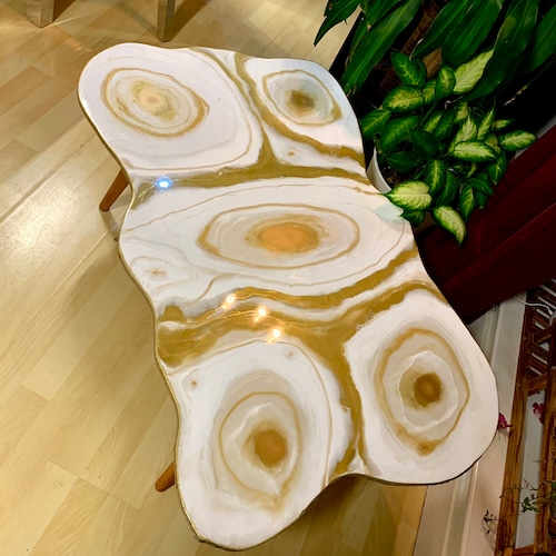 Luxury Resin Geode Coffee Table White and Gold Decorative - Etsy