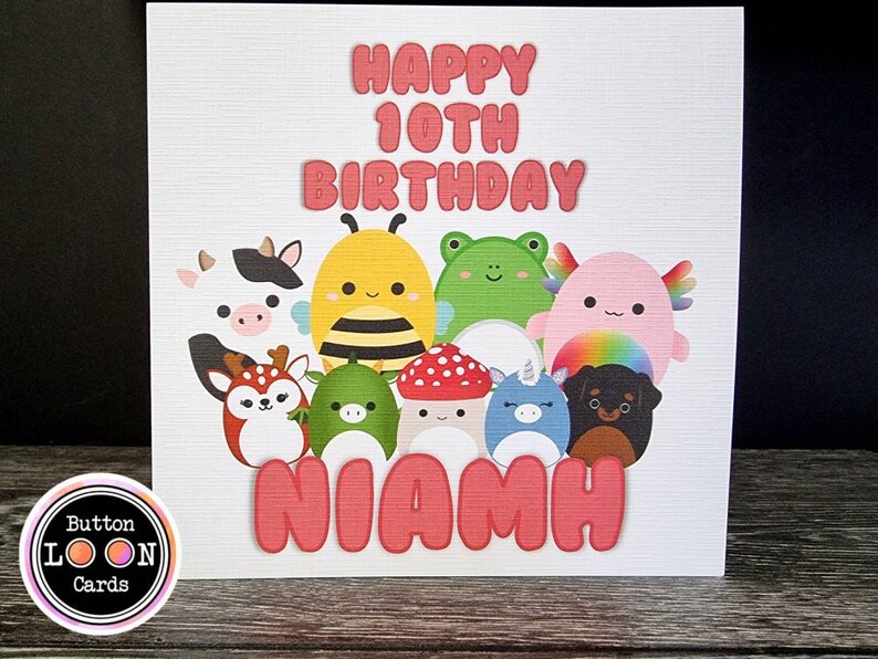 Squishmallow Happy Birthday Card Handmade & Personalised - Etsy