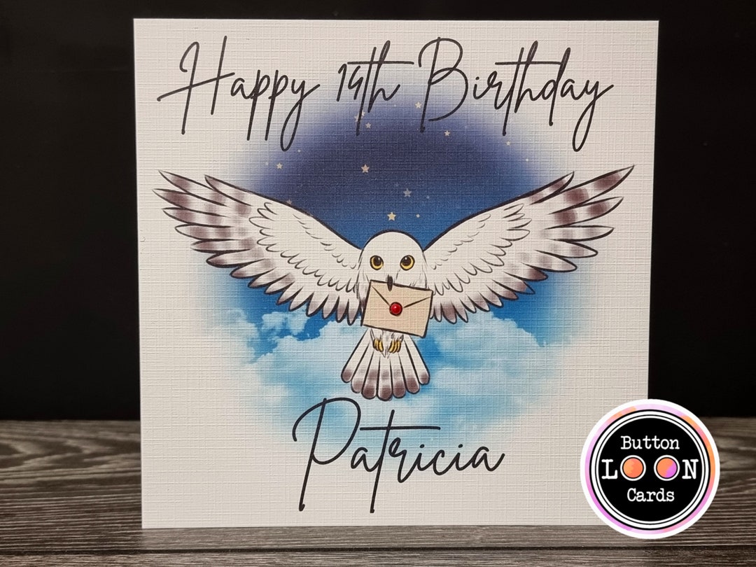 Handmade & Personalised Happy Birthday Age Card - Owl Hedwig Potter ...