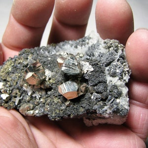 Great Shiny Pyrite on Sphalerite and Quartz, Madan, Bulgaria, Mineral ...