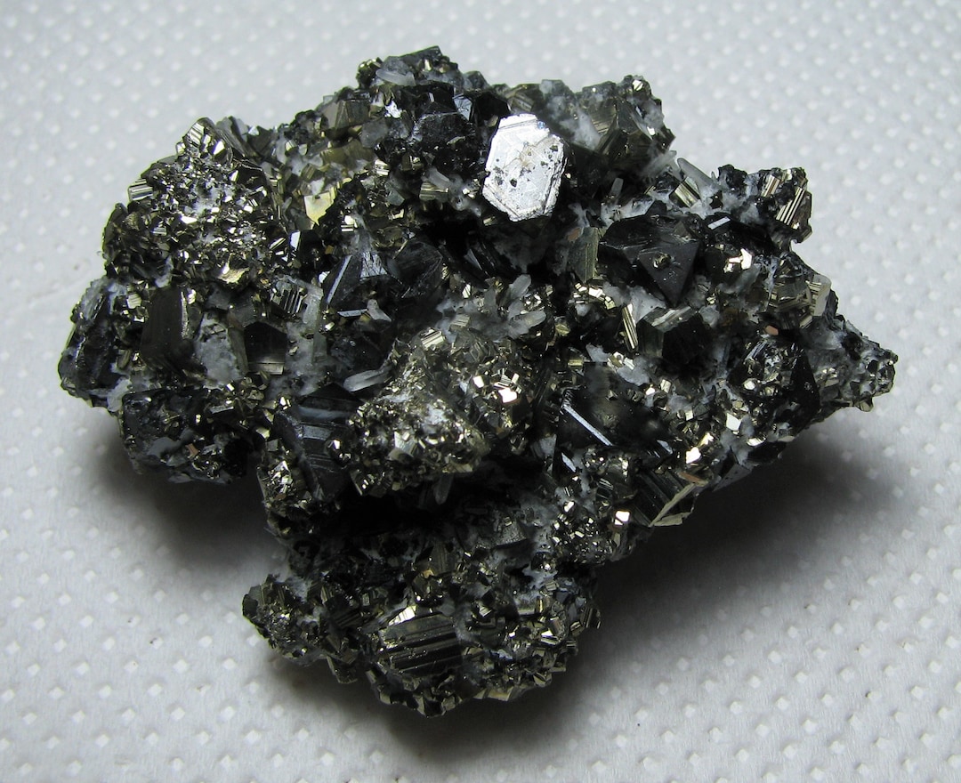 Great Shiny Pyrite on Sphalerite and Micro Crystals Quartz, Madan ...
