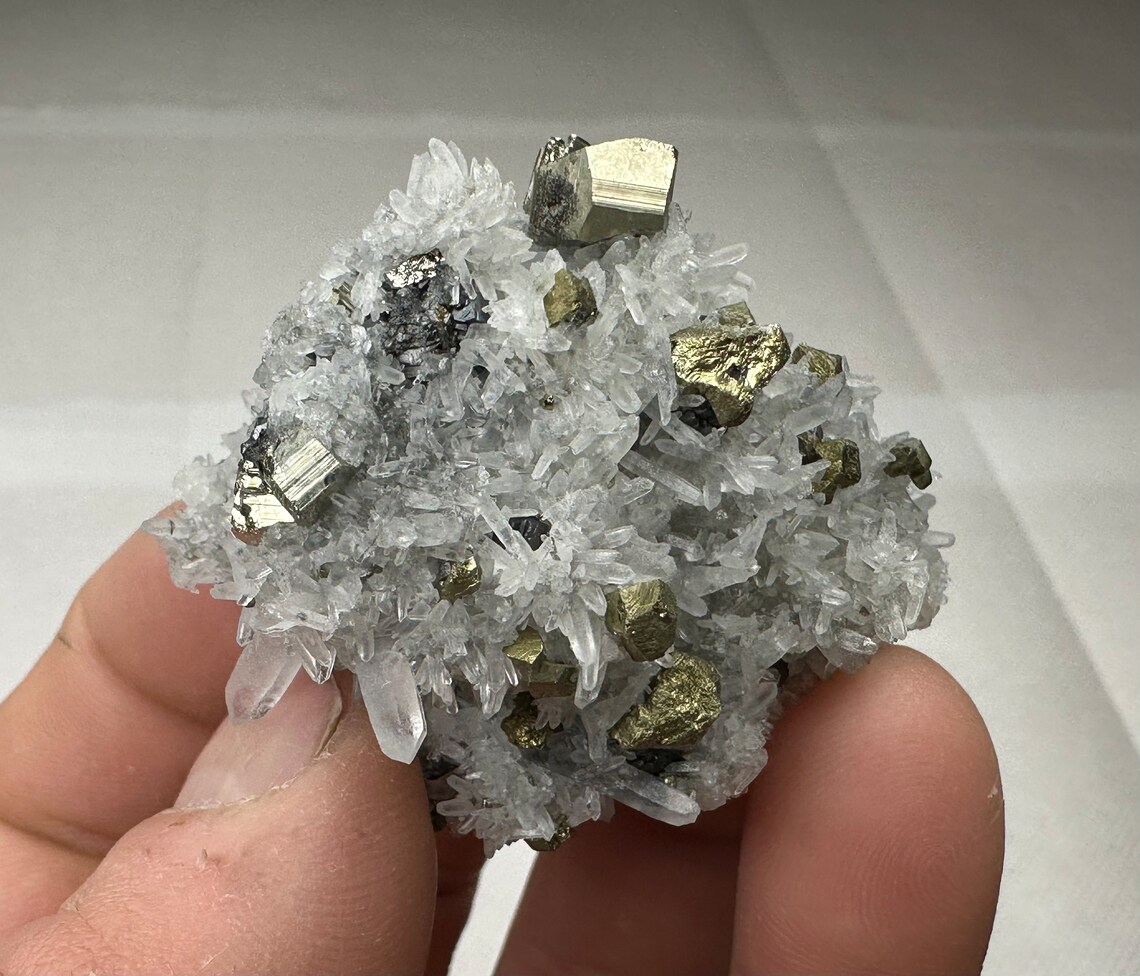 Nice Chalcopyrite With Pyrite on Quartz From the Famous 9th of ...