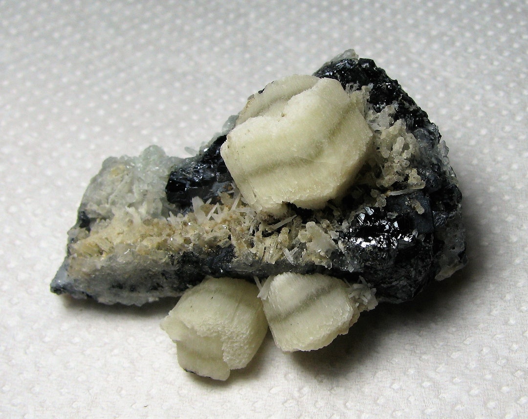 Wonderful Two Generations Calcite on Micro Crystals Sphalerite and ...