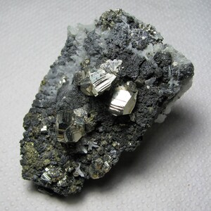 Great Shiny Pyrite on Sphalerite and Quartz, Madan, Bulgaria, Mineral ...