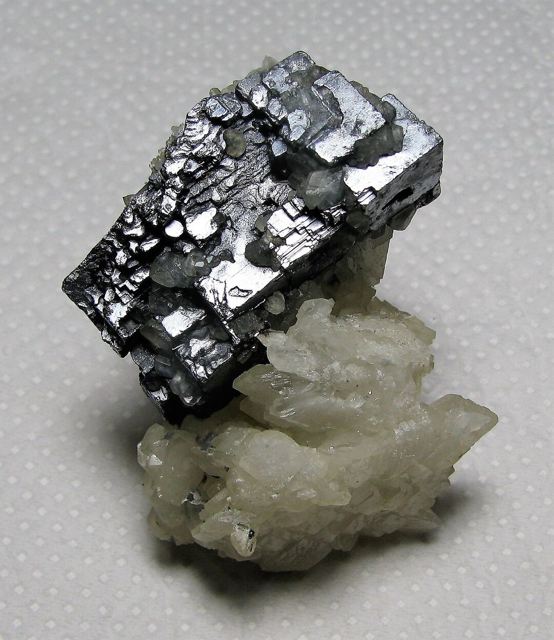 Great Rare Skeletal Galena on Calcite, Madan, Bulgaria, Natural Crystal ...