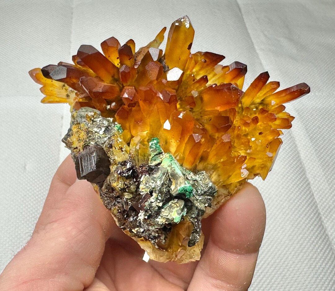Quartz With Limonite, Pyrite and Micro Crystals Malachite, Madan ...