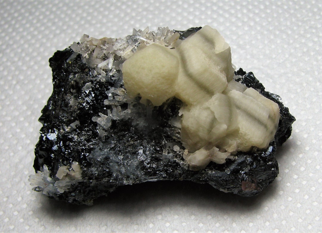 Aesthetic Rare Two Generations Calcite on Sphalerite and Quartz ...