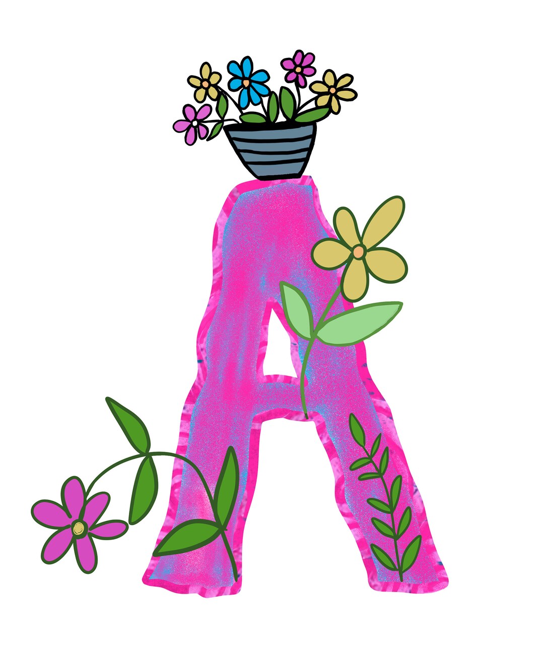 A Letter in Pink, Printable Letter, Commercial Use, Sublimation Files ...