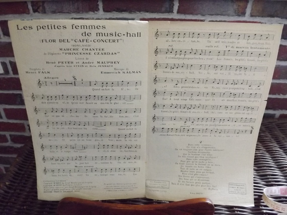 Vintage Partitions French Sheet Music Paris 1930 Les Petites Femmes De ...