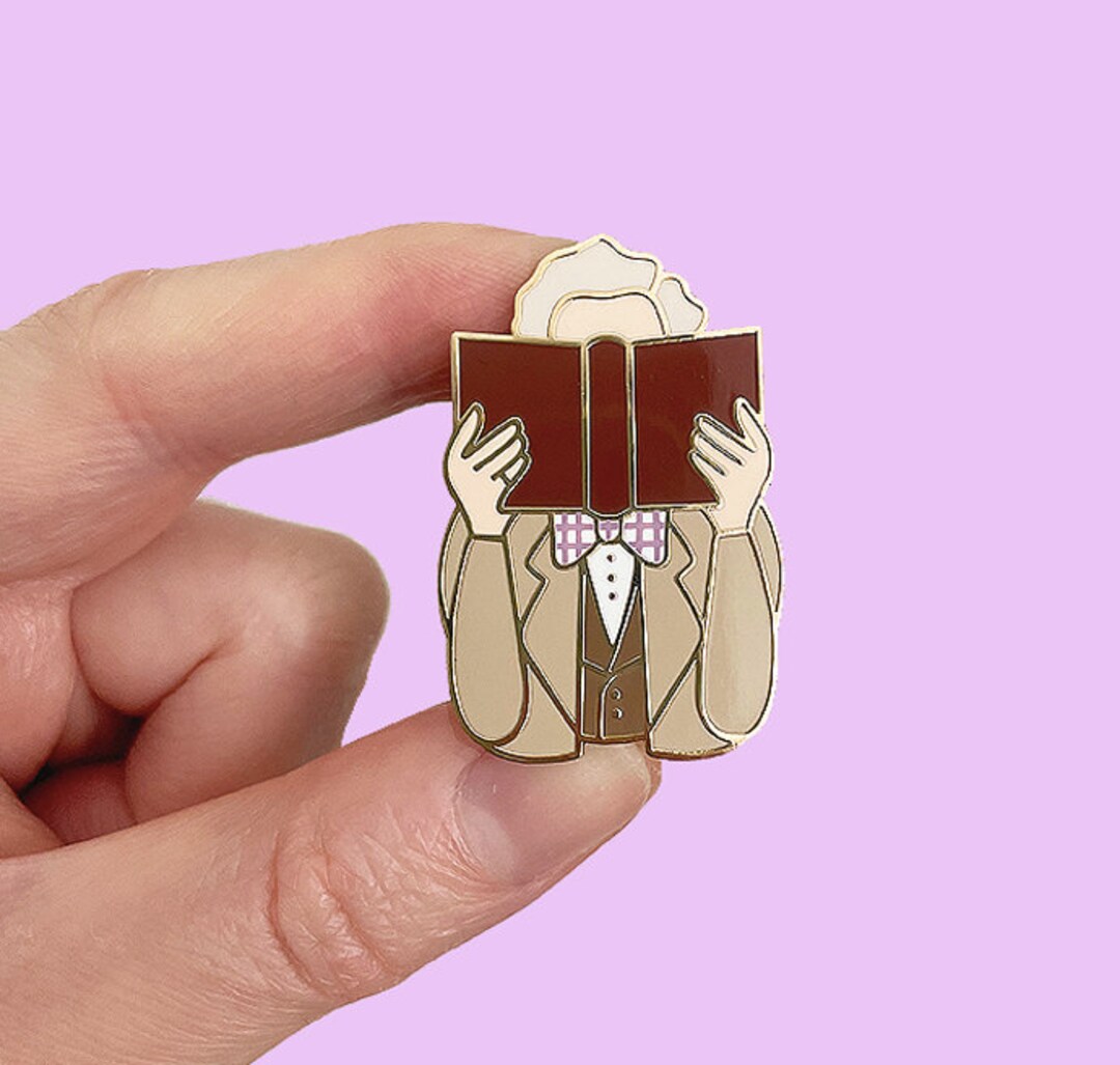 Angel Bookseller Fictional Bookworm Enamel Pin | Bookish Enamel Pin ...