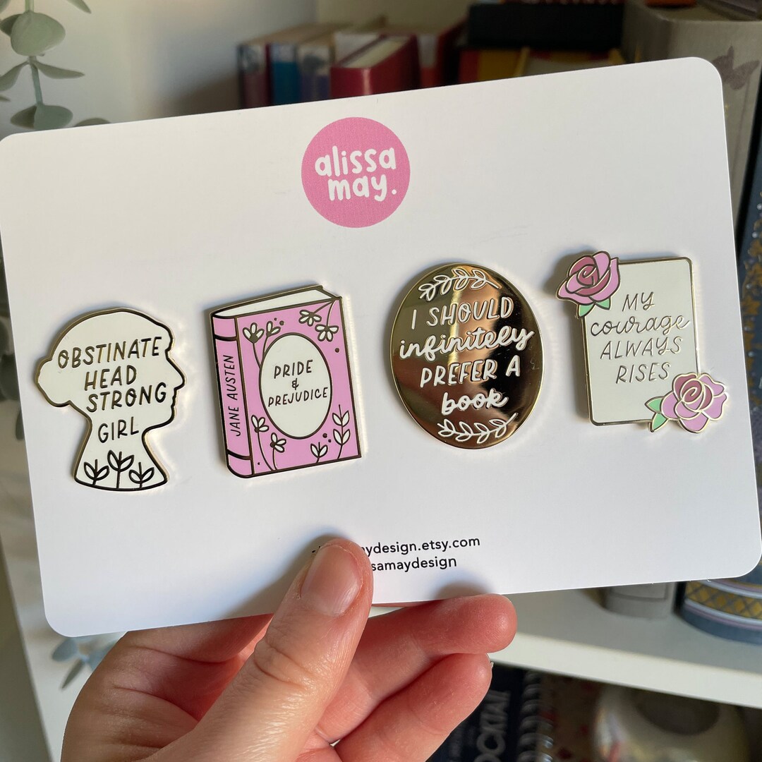 Pride & Prejudice 4 Pin Collection | Jane Austen Enamel Pins | Quote Pins | Gifts for Book ...