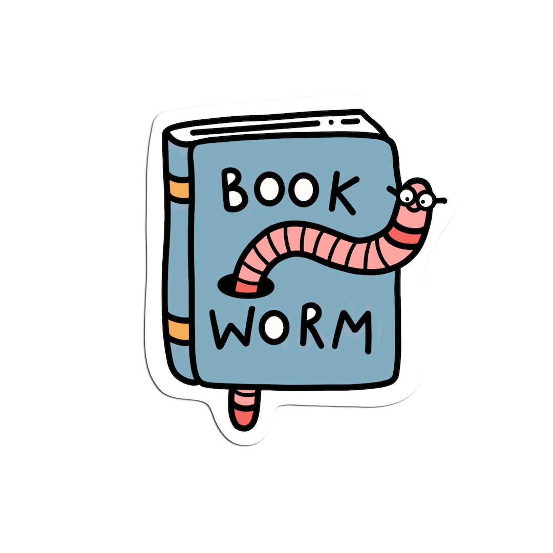 Bookworm Waterproof Die Cut Sticker Vinyl Sticker Decal Book Lover Cute ...
