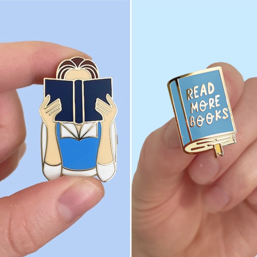 Belle Bookworm 2 Pin Set Read More Books Enamel Pin Bundle Literary ...