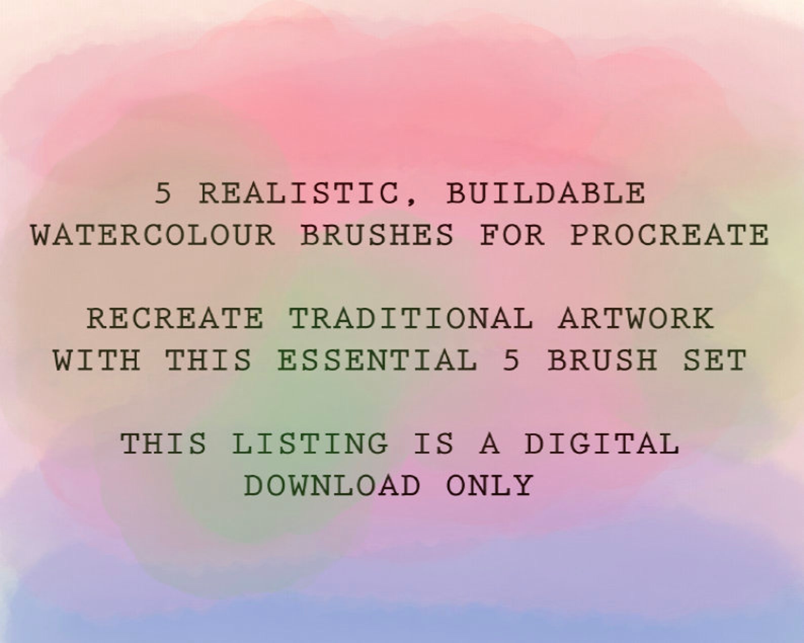 Watercolour Essential Brush Set for Procreate 5 Brushes | Etsy
