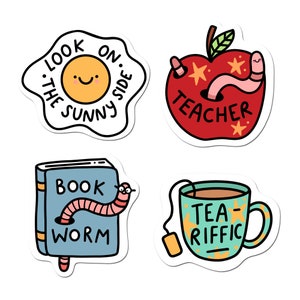 Bookworm Waterproof Die Cut Sticker Vinyl Sticker Decal Book Lover Cute ...